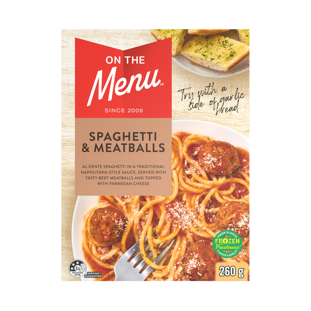 On The Menu Spaghetti & Meatballs 260g – Foodservice | Patties Food Group