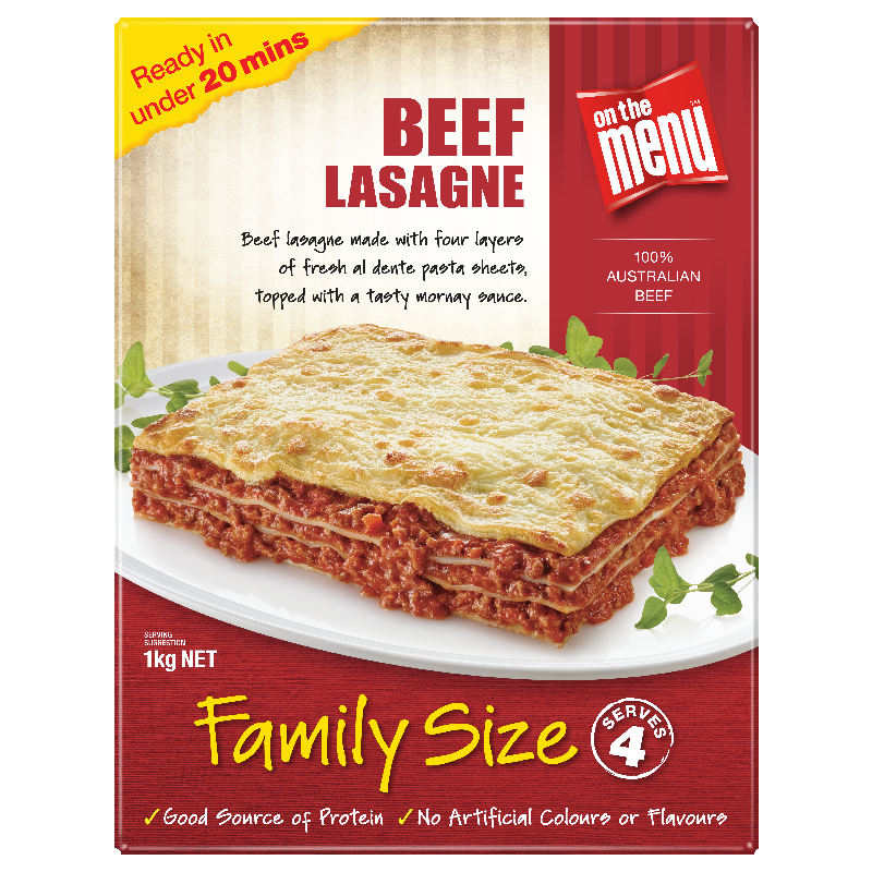 On The Menu Family Size Beef Lasagne 1kg – Patties Foods